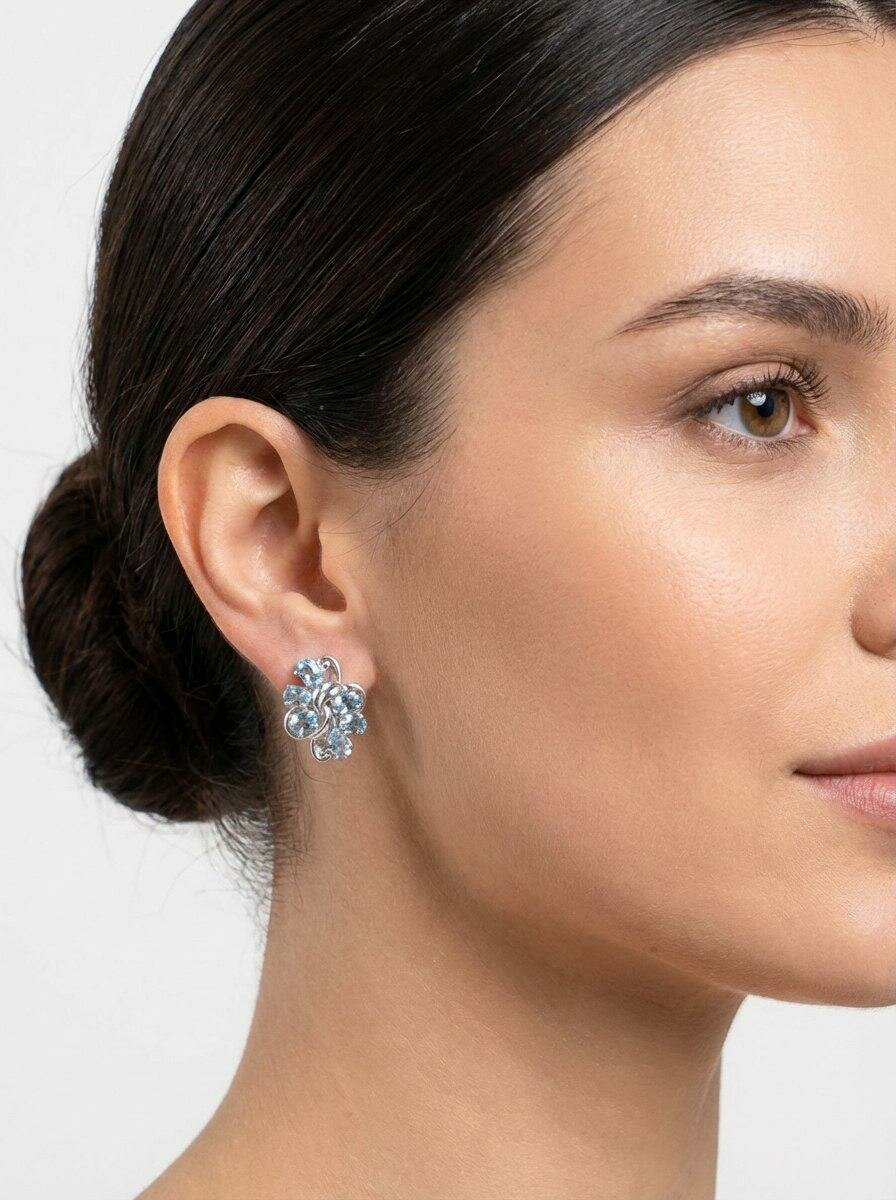 Серьги, серебро, 925 проба, родирование