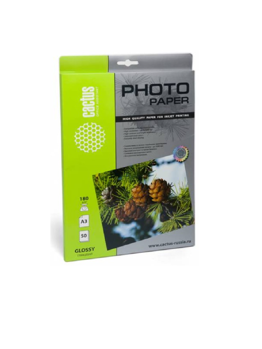 Фотобумага Cactus CS-GA318050 A3/180г/м2/50л./белая, глянцевая для струйной печати
