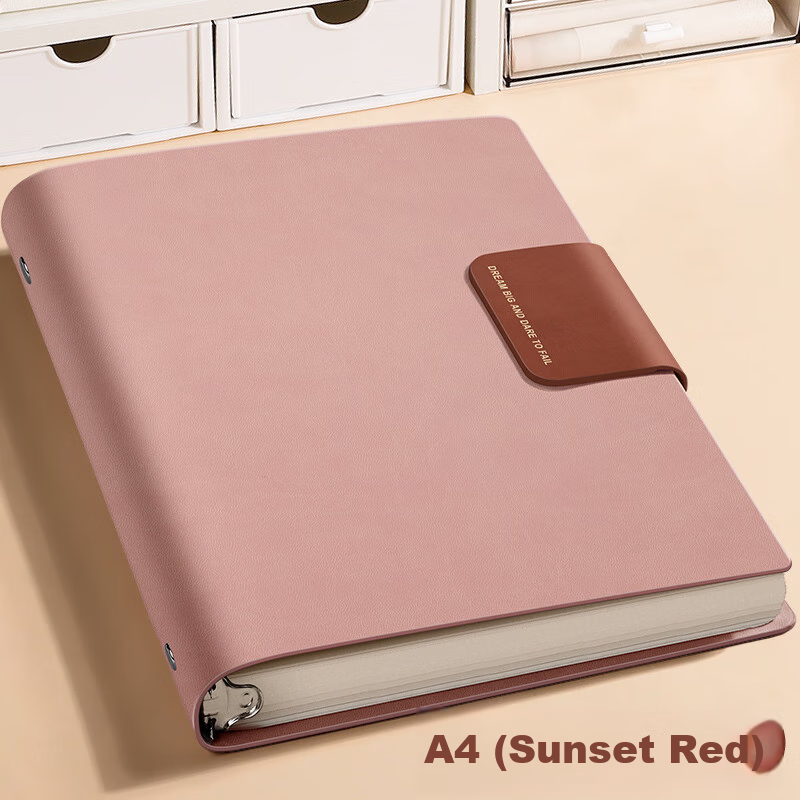 Ujia A4 Loose-leaf Notebook High Appearance Value Simple Soft Leather Thick Horizontal Line Removable Stationery Business Office Notebook Diary
