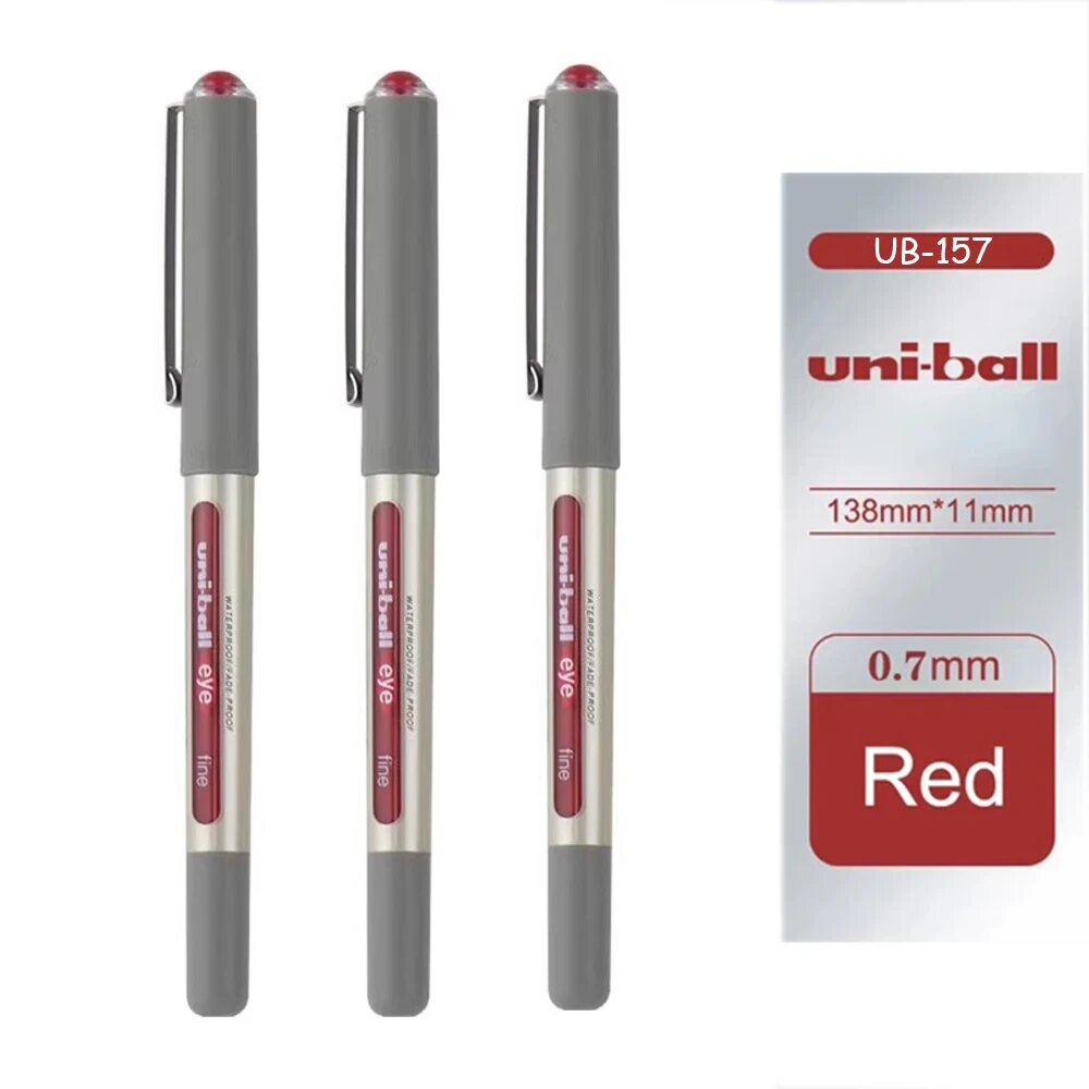 Ручки гелевые Uni-ball UB-157, красные, 0.7 мм, 3 шт