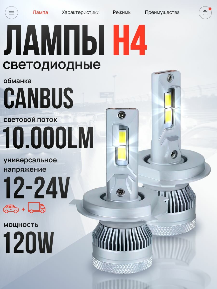 Очень яркие h4 led, лед лампы h4, светодиодные лампы H4