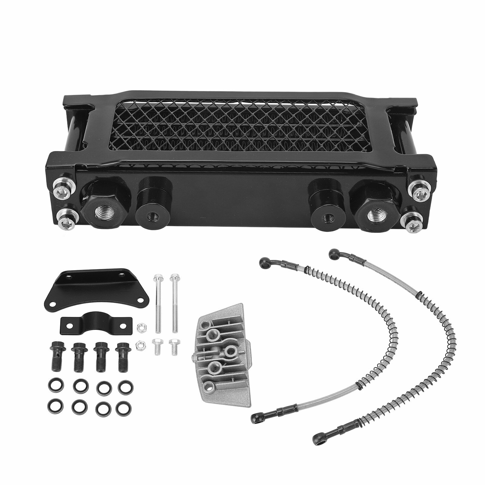 Motorcycle Oil Cooler Kit Aluminum 4 Rows High Efficiency Replacement for Monkey 50cc To 110cc Moto Black