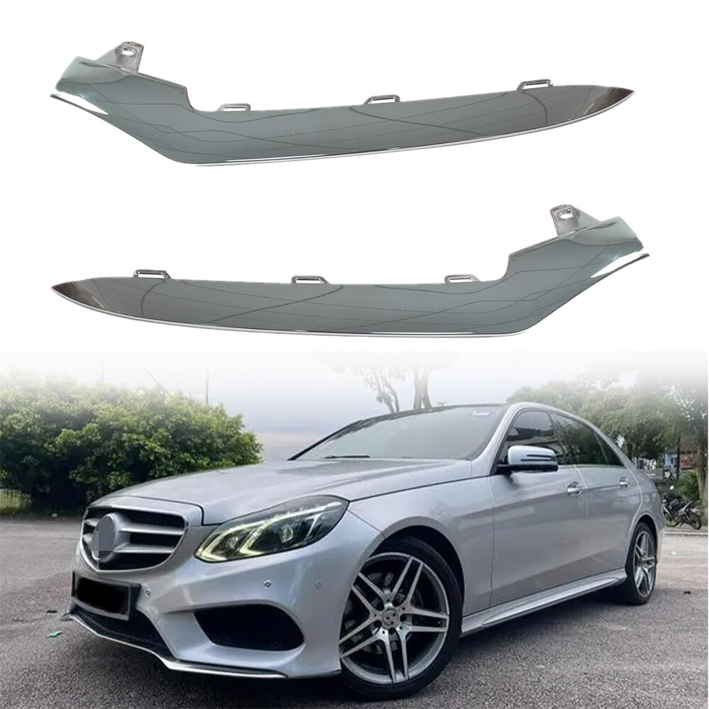 Хромированная накладка на передний бампер, пара Л&П для Mercedes W212 E350 2014 -2016