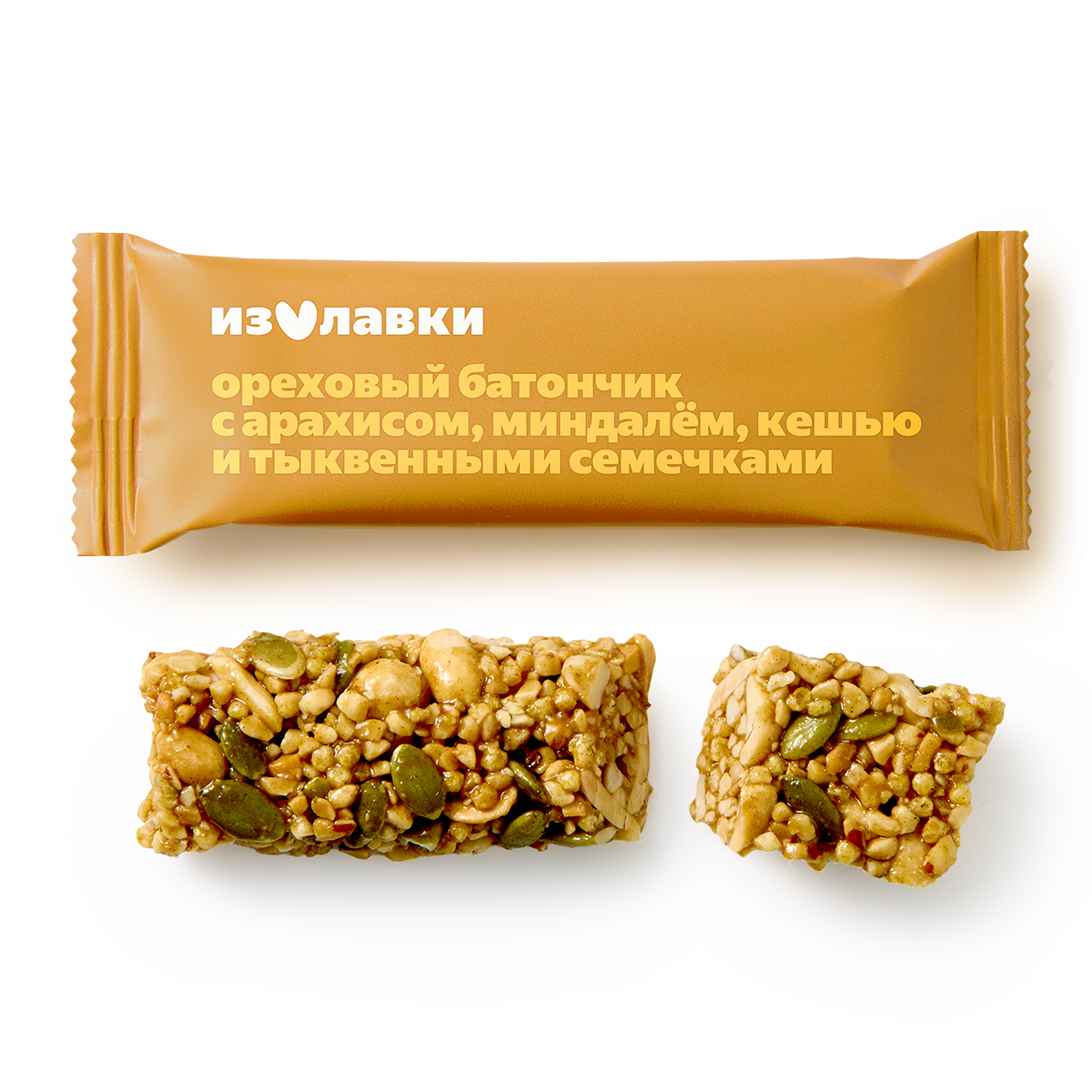 Батончик ореховый «Из Лавки» арахис с семенами тыквы, миндалём и кешью