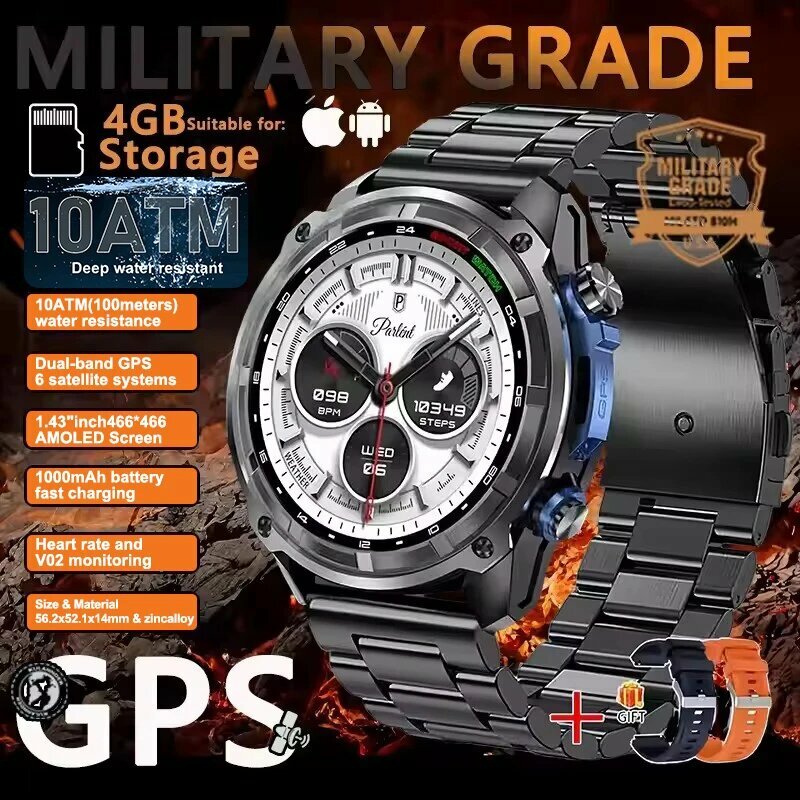 Мужские умные часы DTG1 GPS Black Steel 2A