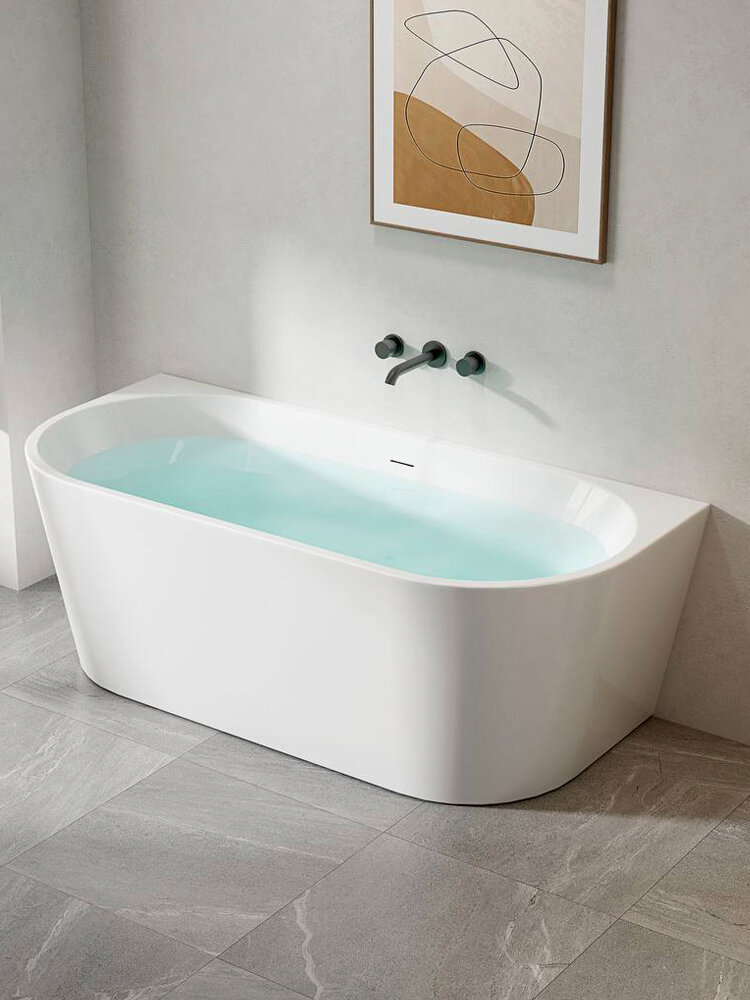 Акриловая ванна Royal Bath RIVA 170x78x58 универсальная, глубокая пристенная ванна из 100% акрила, с усиленным каркасом, панелью и сливом-переливом click-clack