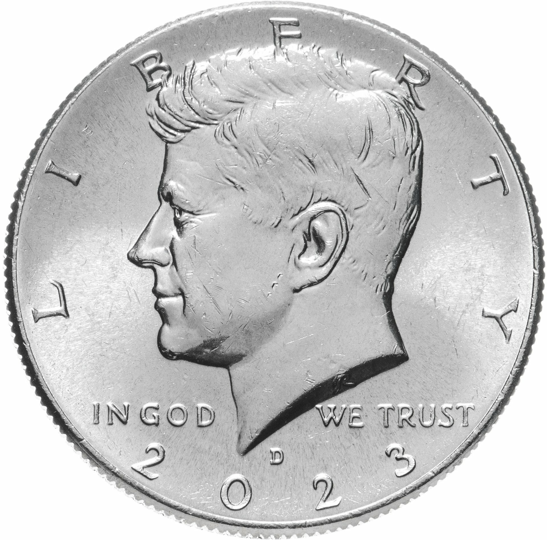 США 50 центов 1/2 доллара, half dollar 2023 D "Kennedy Half Dollar Кеннеди", Мельхиор медь-никель, в сохранности UNC