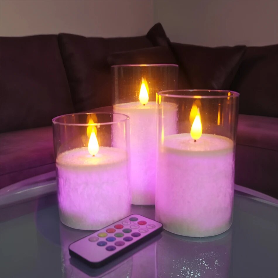 Светодиодные восковые свечи SURMAYE RGB, 3 шт.