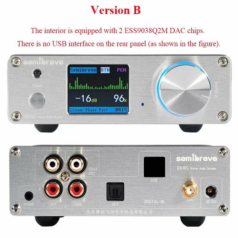 Цифровой аудиодекодер DA10S ES9038Q2M Bluetooth 5.4 Without USB-B port-B