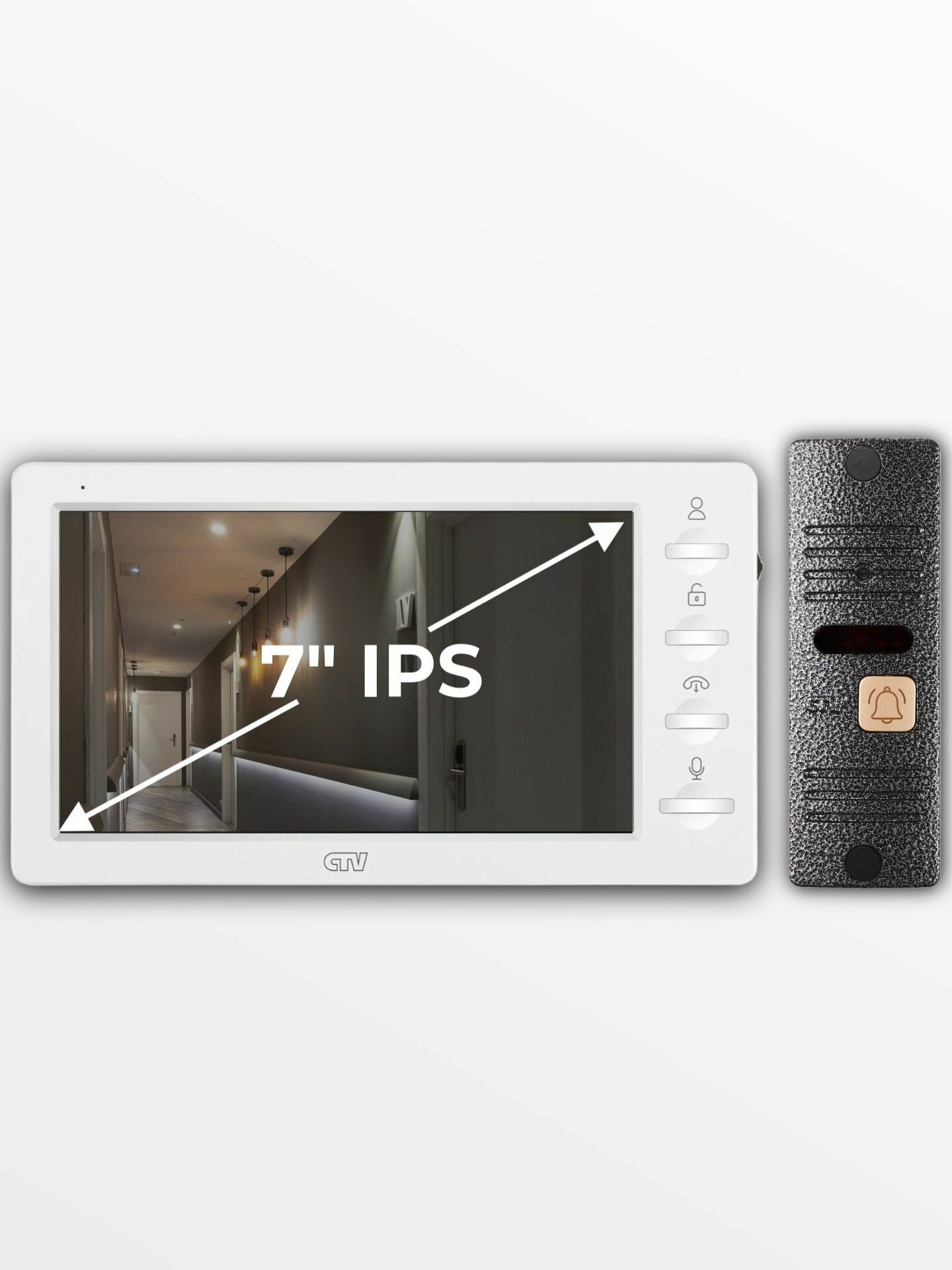 Комплект видеодомофон для квартиры: аналоговый монитор 7" CTV-M3702 Gamma + вызывная панель CTV-D10 Plus, для дома или офиса, удаленное открытие замка, подключение к подъездному домофону