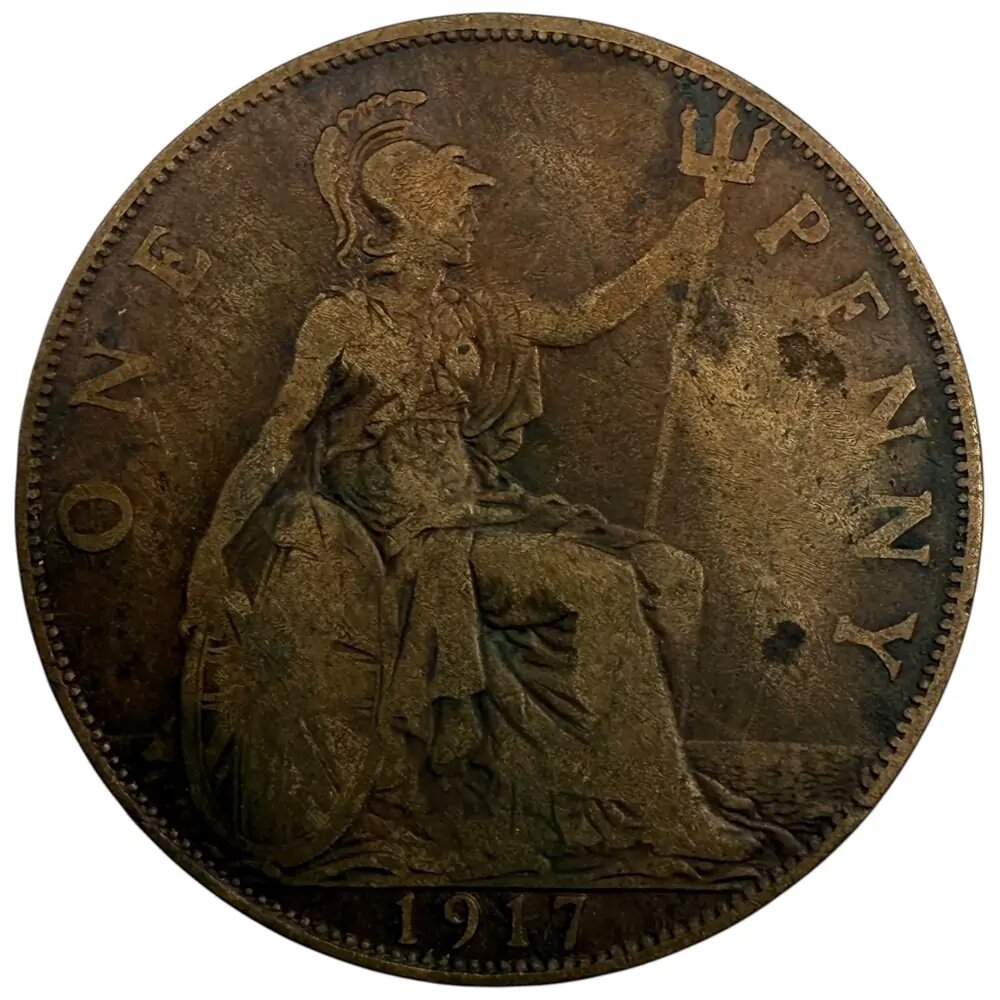 Великобритания 1 пенни 1917 г. (Cu) (Лот №2)