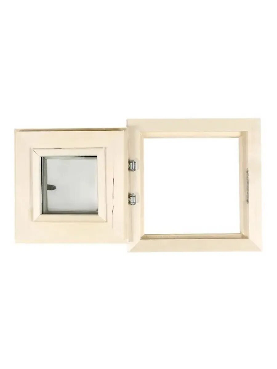 Компактное деревянное окно из осины 30x30 см