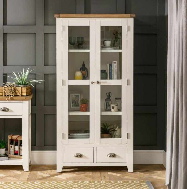 Сервант Хорс-ММ Кантри 30, массив дерева, цвет Ral 1013, с ящиками, 4 полки