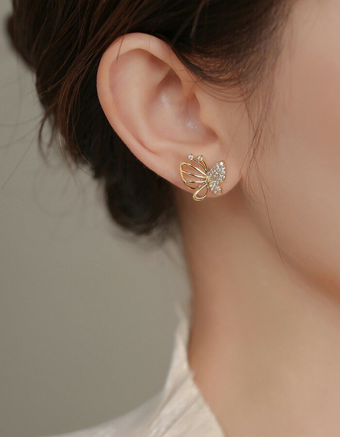 Серьги пусеты, циркон