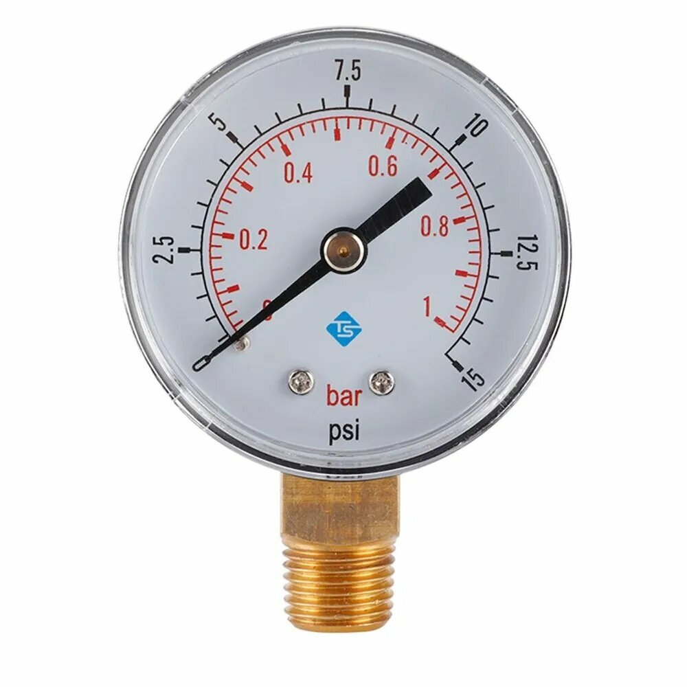 (1 шт.) Радиальный манометр давления 0-15psi 0-1bar прецизионный барометр со стрелкой клапана