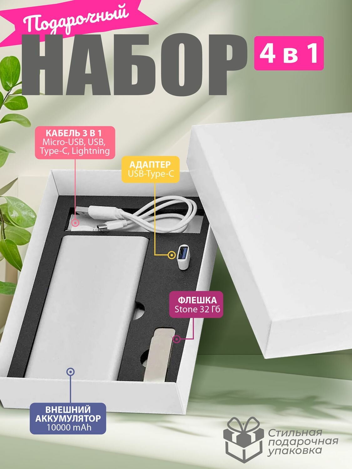 Подарочный набор флешка powerbank подарок на новый год