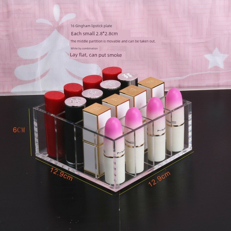 Модный акриловый органайзер для помад, в стиле , женственный, с несколькими отделениями, плоская установка, для ящика