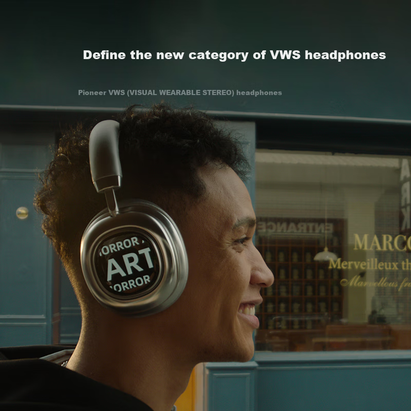 MORRORART VWS X1 Wireless Bluetooth Headphones with Display, Active Noise Cancellation, Dynamic Touch Screen, Long Battery Life, Smart Birthday Gift, Standard Single-Screen Version, Marin Blue