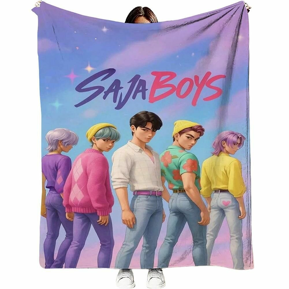 Официальный плед "Бойз-бэнд Охотников на демонов" из флиса с принтом(130x150 см)