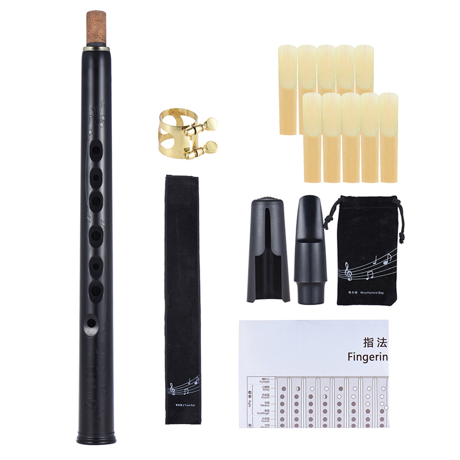 Карманный саксофон MinHiXing Bb, ABS-пластик, с мундштуками для альта, 10 тростей, сумка для переноски, духовой инструмент.