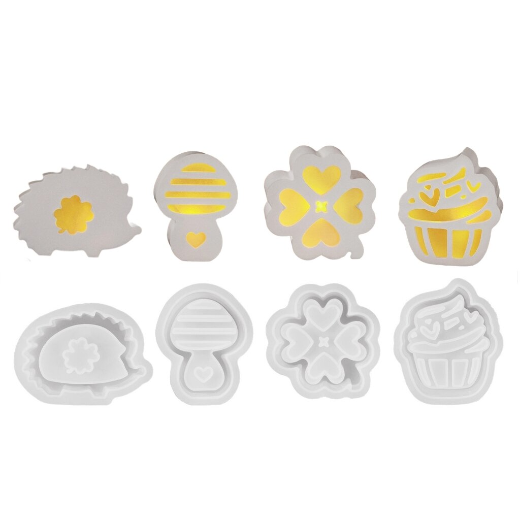 Набор из 4 частей, сделай сам кристалл эпоксидная смола гипс цементный полый силуэт лампа зеркало силиконовая форма