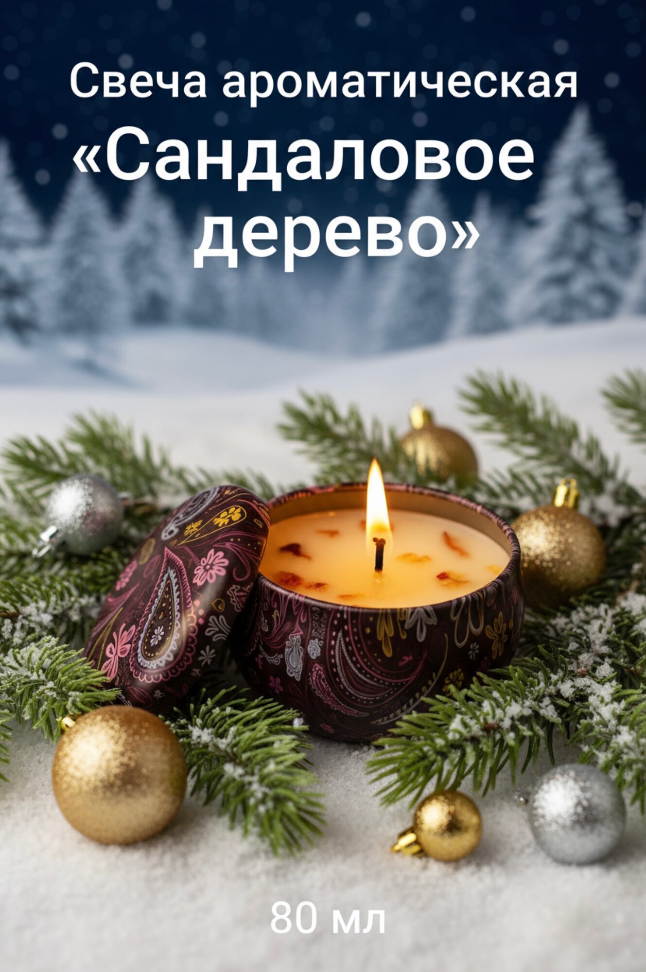 Свеча ароматическая "Сандаловое дерево" от бренда DIN с хлопковым фитилем