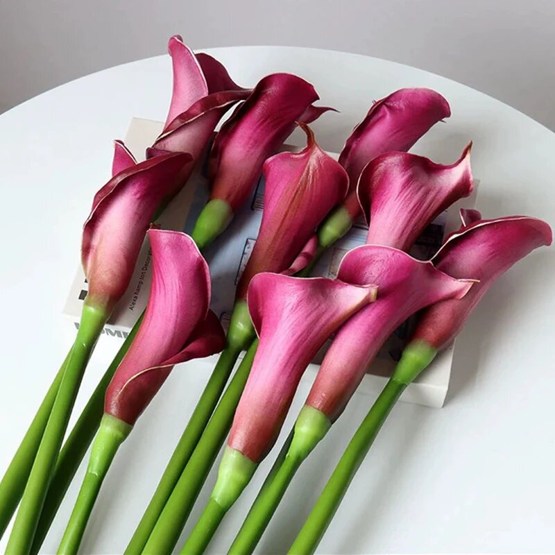 Искусственные белые каллы 10 шт. Purple Calla Lily