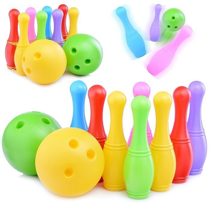 Набор для боулинга Кассон 3-436, для детей от 3 лет, пластик, 8 кеглей и 2 шара