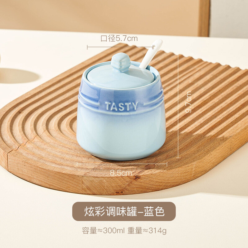 Высококачественная керамическая бутылка для приправ с ложкой для кухонного использования, влагонепроницаемая коробка для приправ для масла, чили, MSG, соли и других специй