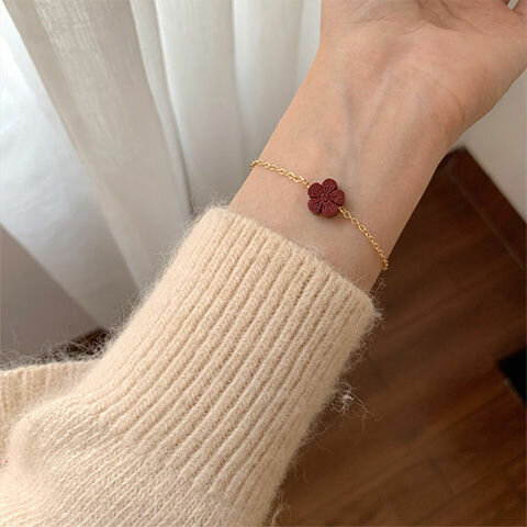 Браслет для гадания, YM Mall из циннабара с цветком Привлечение любви и дружбы