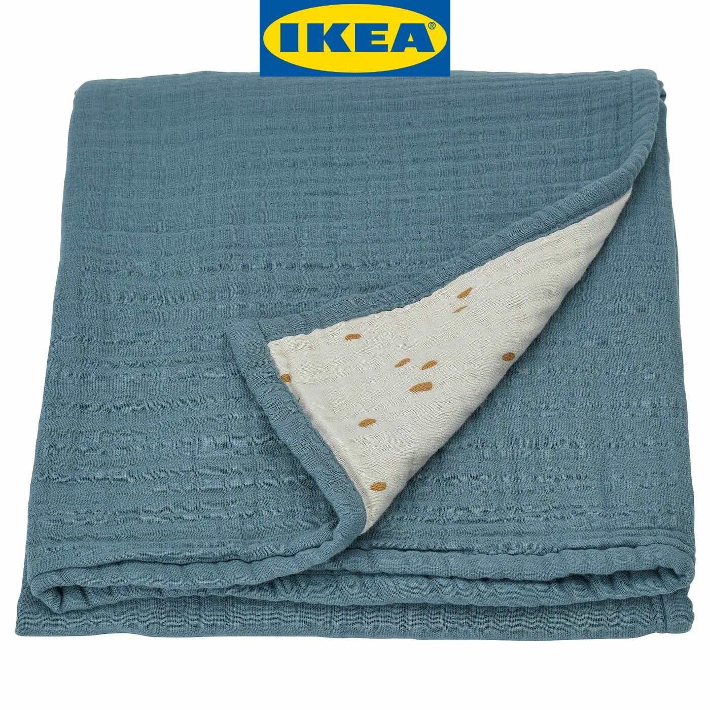 Икеа Гульдоваре Одеяло, голубое / белое с точками, 80x100 см