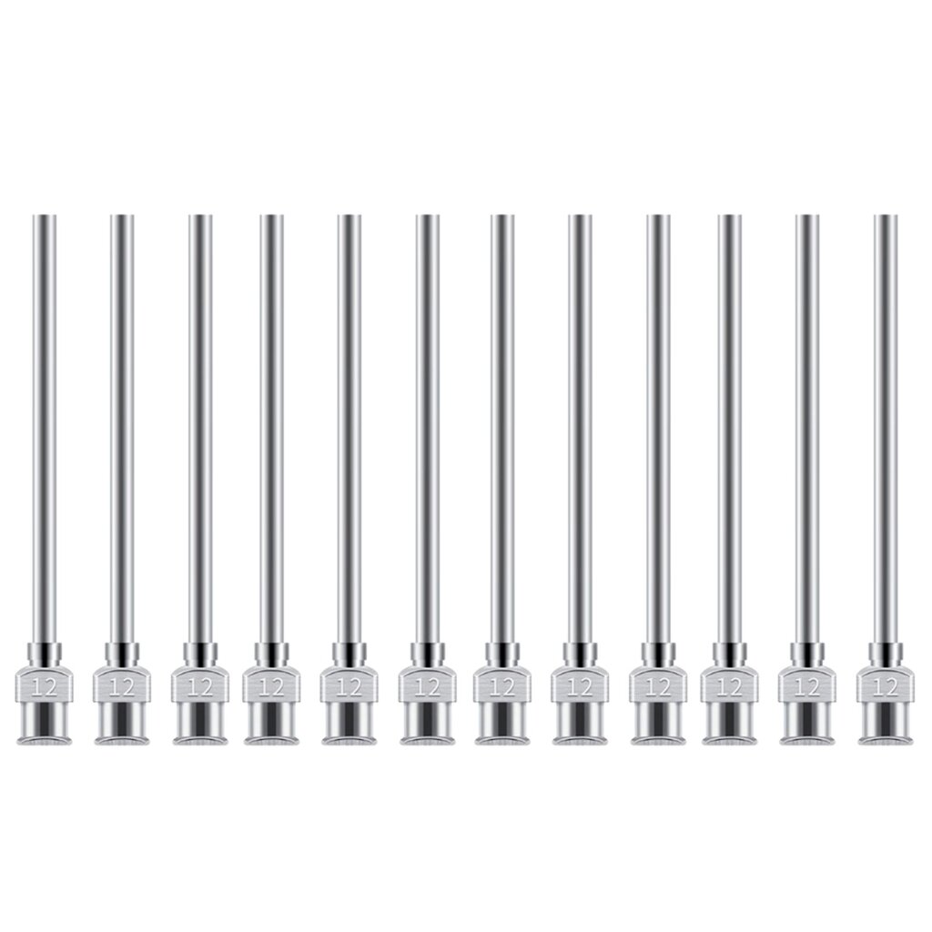 Упаковка из 12 точных дозирующих игл из нержавеющей стали длиной 50 мм для плавного и точного нанесения клея при выполнении сложных задач