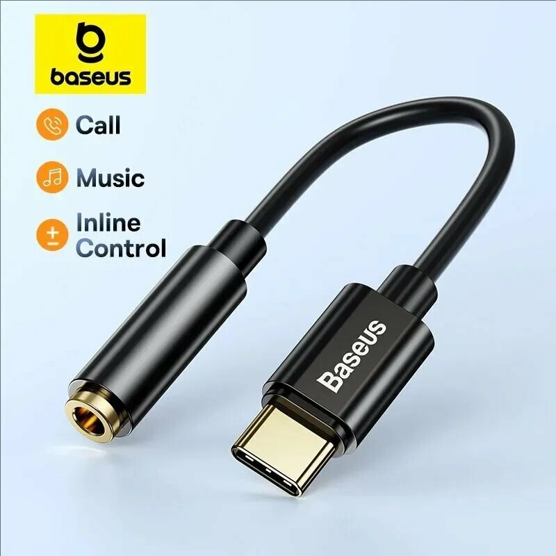 Baseus Кабель для мобильных устройств USB Type-C/3.5 мм, 0.2 м, черный