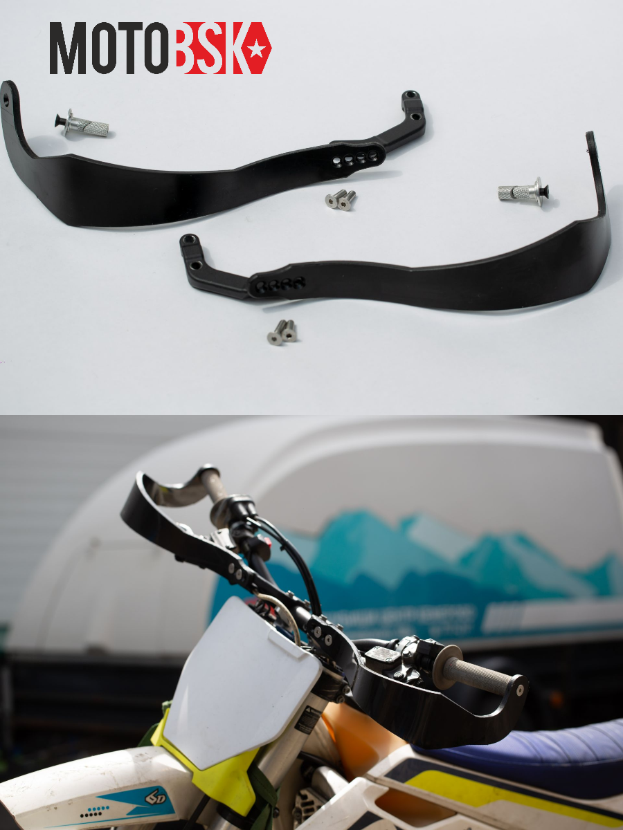 Защита рук на мотоцикл эндуро с креплением к траверсе усиленная пластиковая