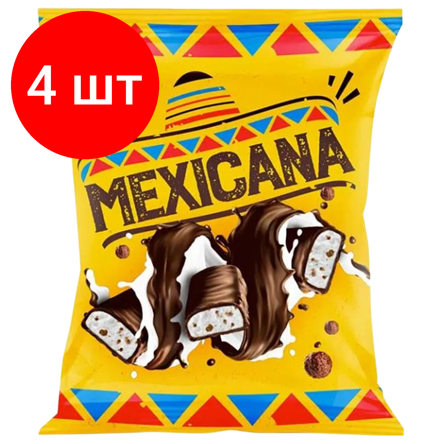 Комплект 4 шт, Конфеты шоколадныеНА с арахисовой пастой и хрустящими шариками, 500 г, ВК271