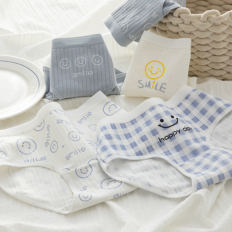 5-пакет женского нижнего белья из чистого хлопка, треугольные трусики, оптовая продажа милых трусиков для девочек