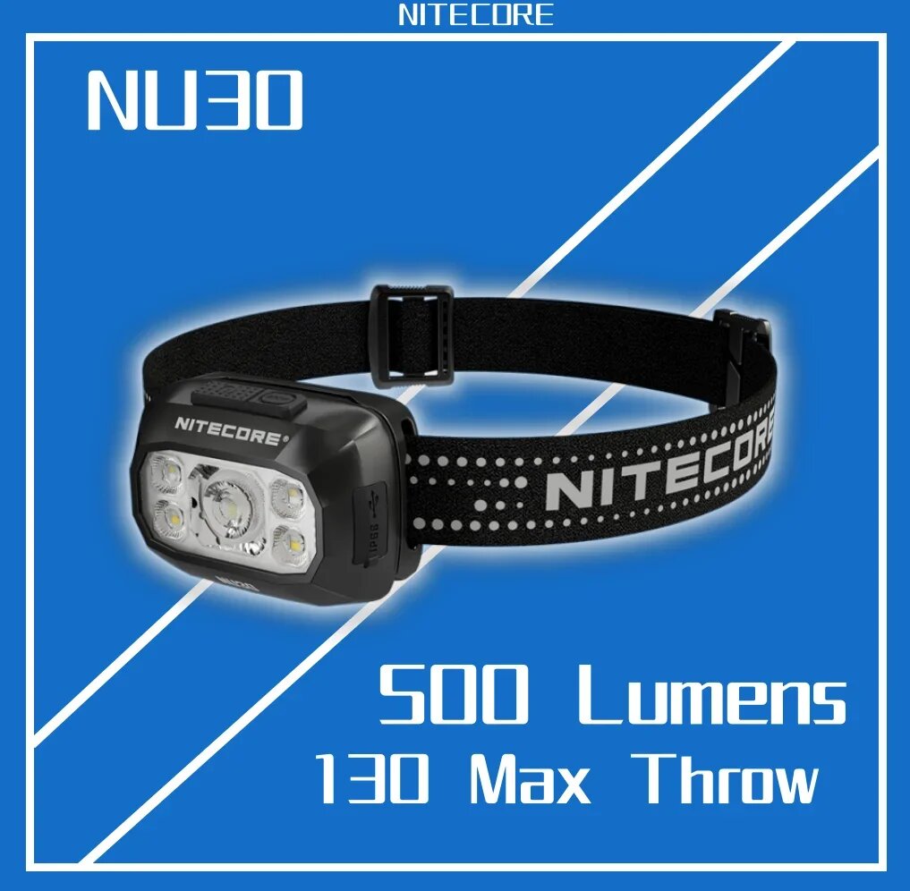 NITECORE NU30 налобный фонарь для кемпинга, металлическая фара для бега, охоты, 130 метров, прожектор, мощный фонарик, фара для рыбалки