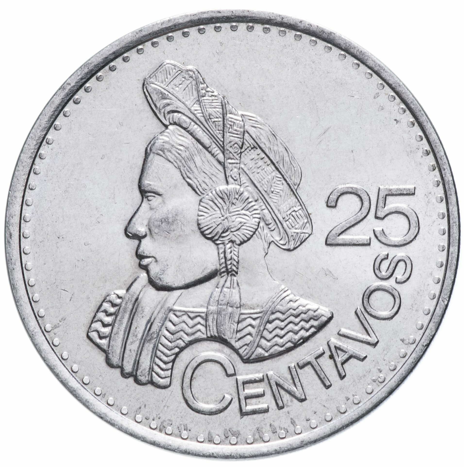 Гватемала 25 сентаво centavos 2012, Сталь, в сохранности AU