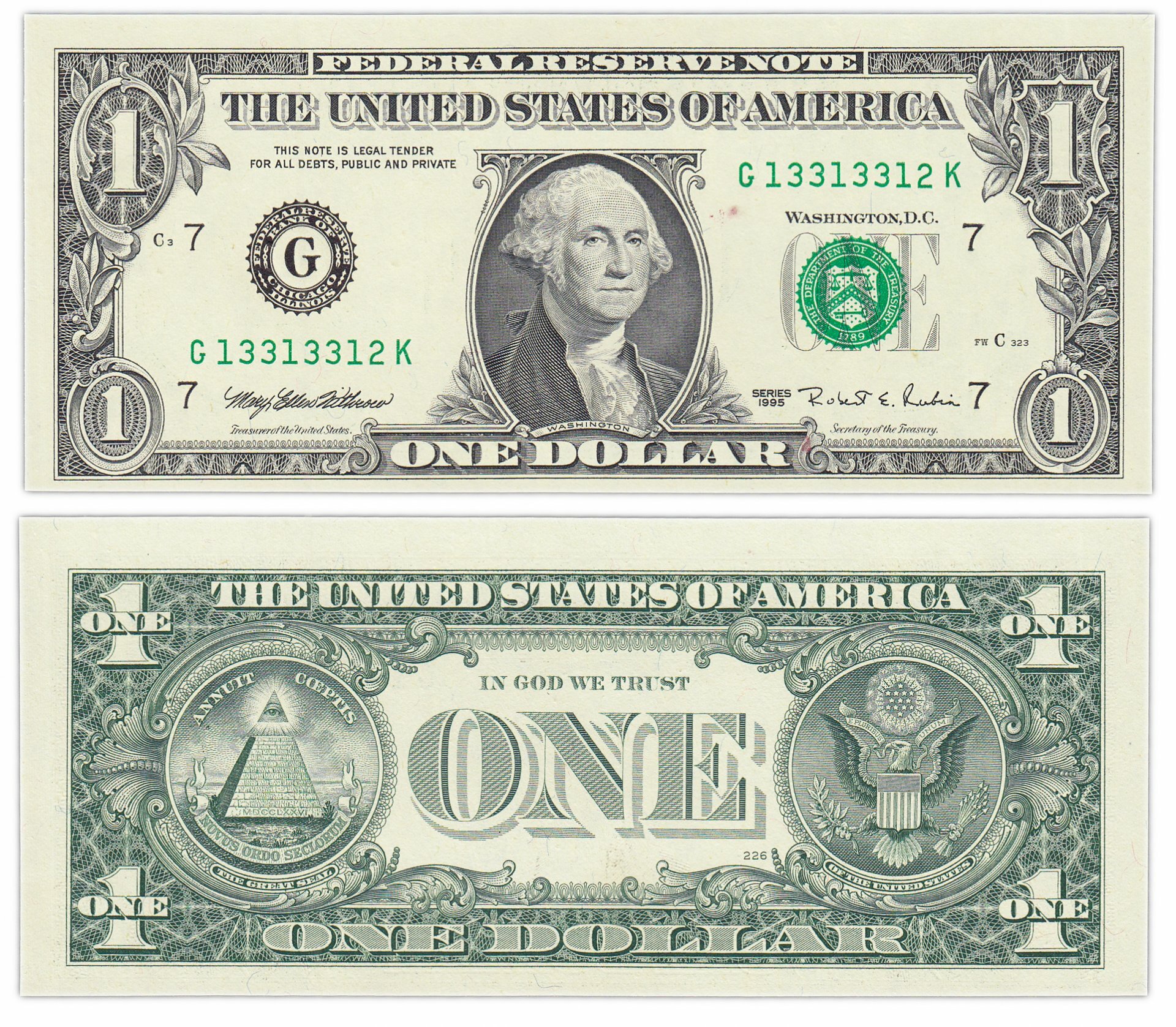 США 1 доллар 1995 Pick 496a G-Чикаго "FW" Fort Worth