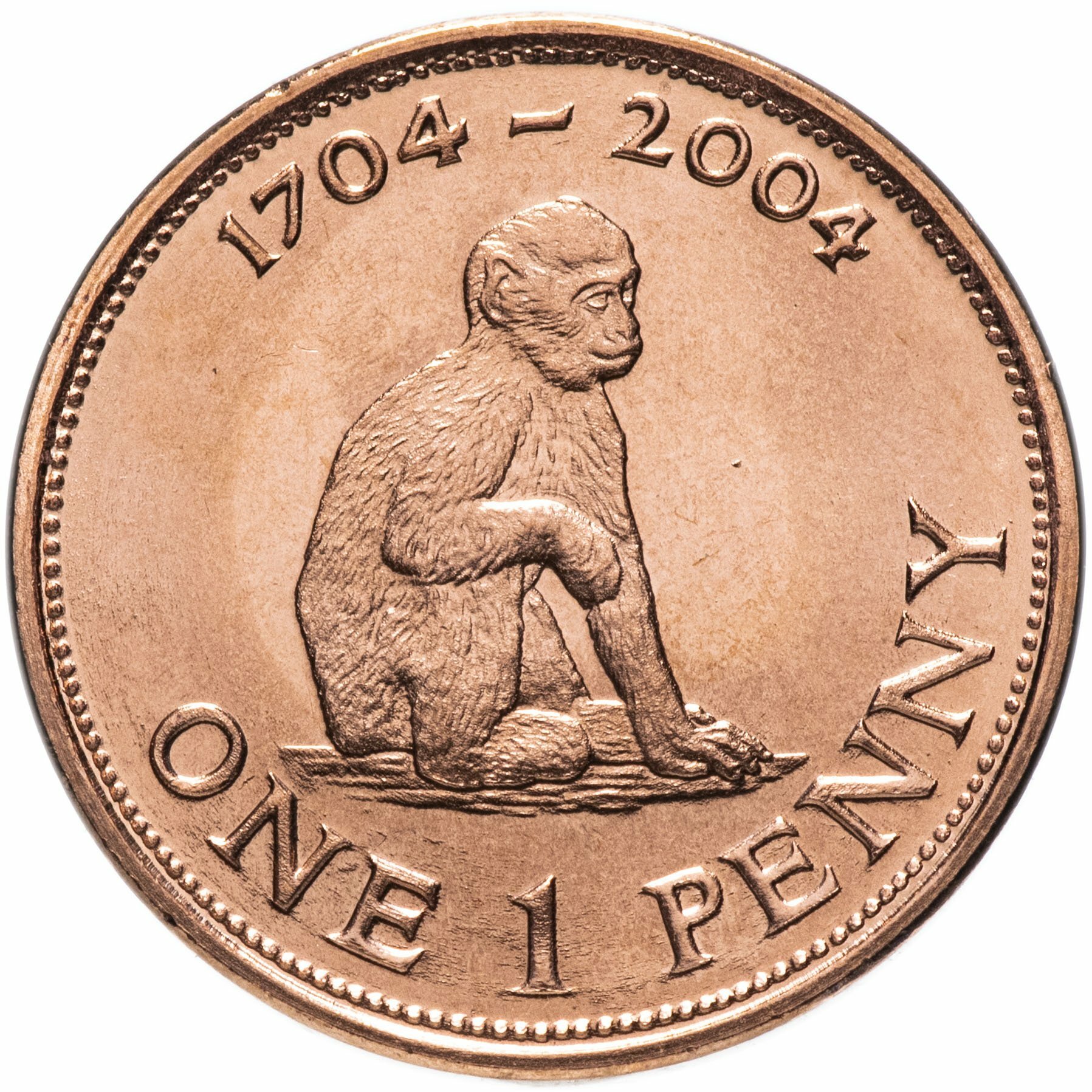 Гибралтар 1 пенни penny 2004 "300 лет захвату Гибралтара", Сталь, в сохранности UNC