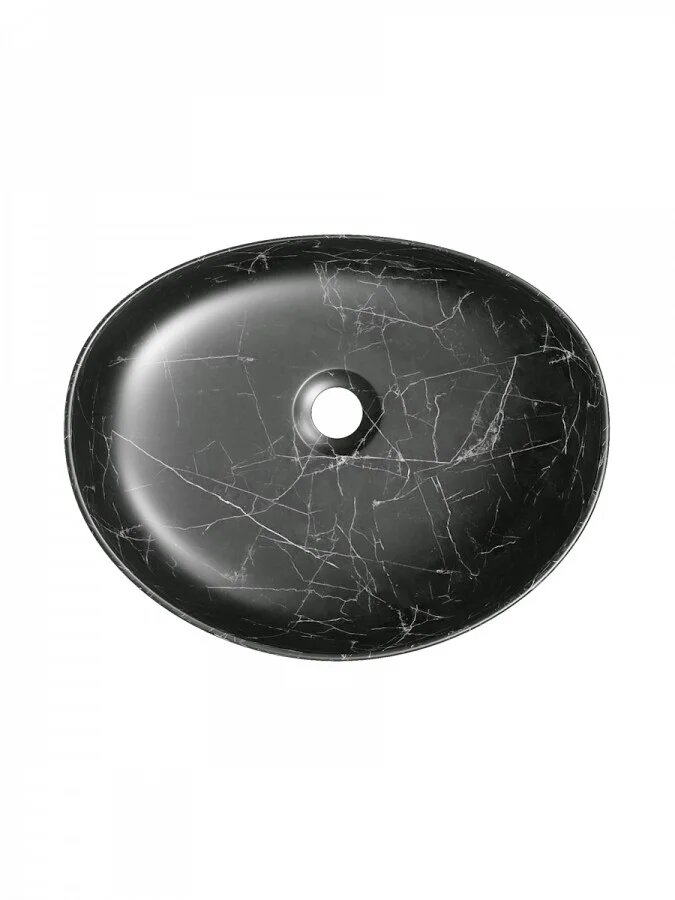 Накладная раковина Teymi Valma 50 фарфоровая, без отверстия под смеситель, раковина для ванной, 50 см, овальная, черная