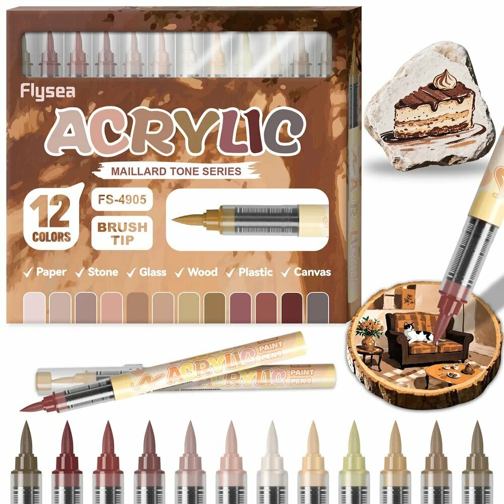 Flysea Набор маркеров Акриловый, 12 шт.