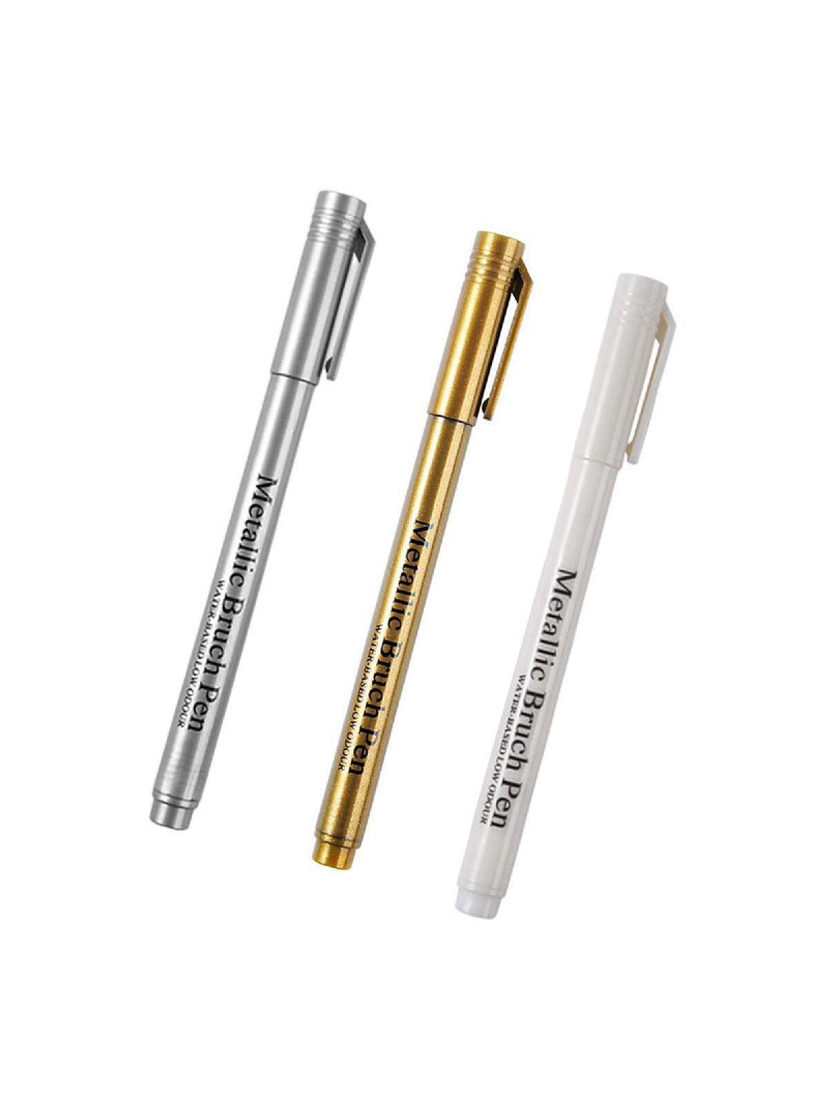 3шт Металлические маркеры, Водостойкая металлическая ручка с краской для каллиграфии