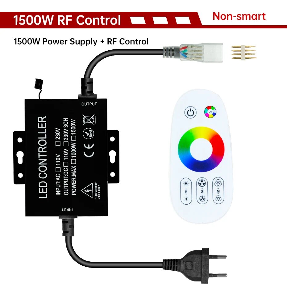 Контроллер Tuya WiFi RF RGB 220 В 750 Вт-1500 Вт, вилка ЕС/Австралии/Великобритании с сенсорной панелью для 4-контактного SMD2835/5050, светодиодная неоновая лента, пульт дистанционного управления