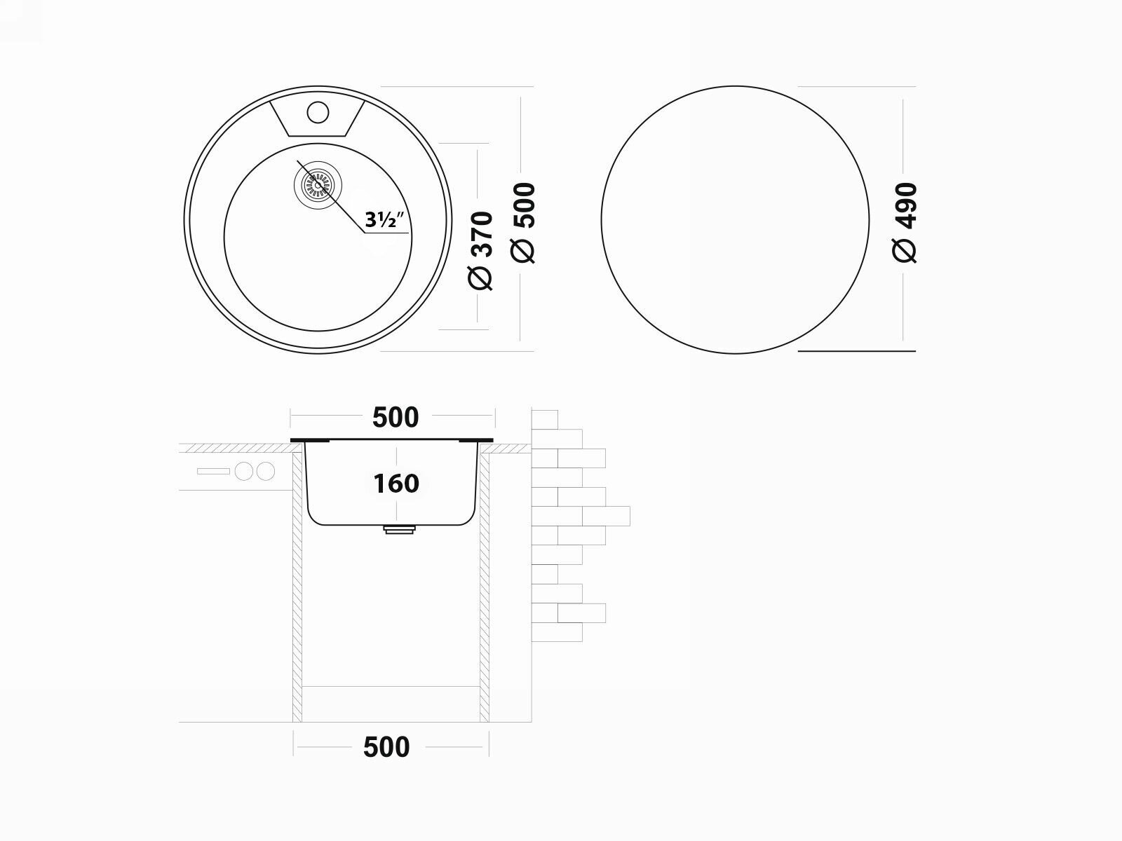 Мойка врезная UKINOX GM D50 (0,6) G 500х500х160 мм