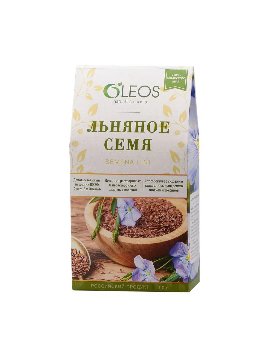 Oleos Льняное семя, семена, 200 г, 1шт.