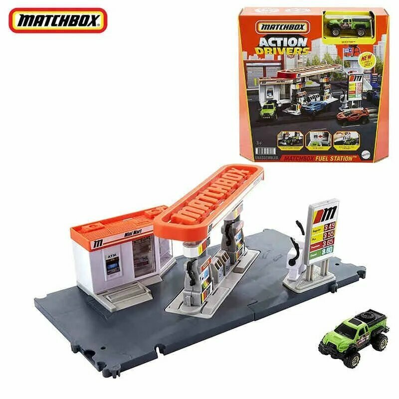 Машинка Matchbox Action Drivers Matchbox Fuel Station Playset For Kids , 1:64 Scale Vehicle
