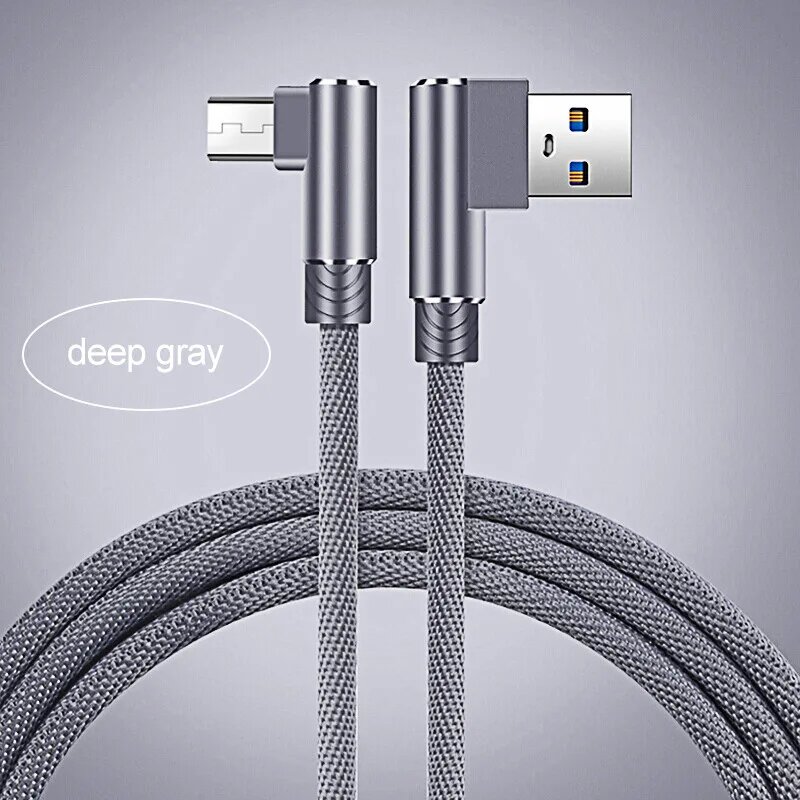 2а Быстрая зарядка Micro USB кабель 90 градусов 3 м Micro зарядный USB кабель для 1 м, Grey Color