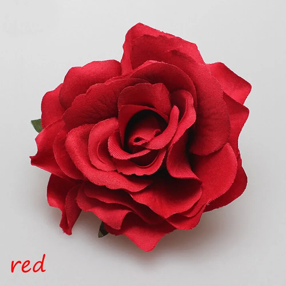 Заколка для волос из хлопка, двойная роза Красный, B-red