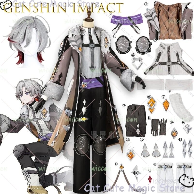 Женский костюм Илуга Genshin Impact М, suit wig